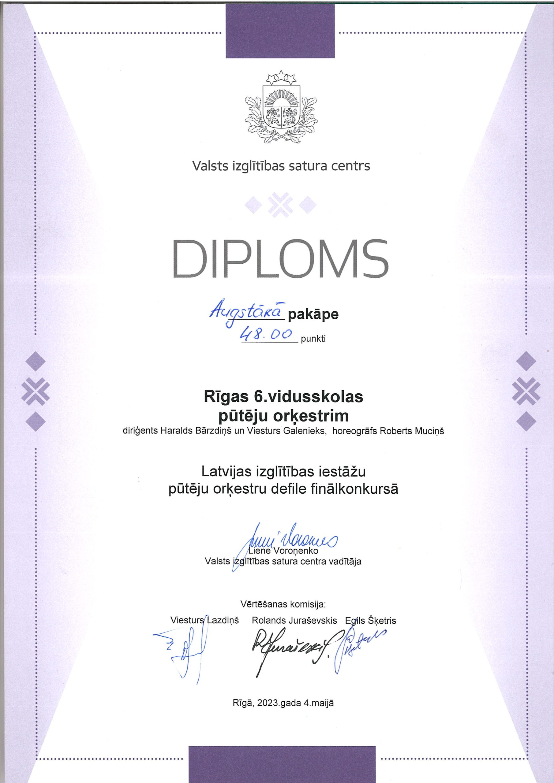 Apsveicam mūsu pūtēju orķestrus! – Rīgas 6. vidusskola